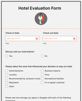 Hotel Evaluation Form Template | Jotform