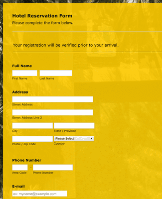 Hotel Reservation Form with Skrill Form Template | Jotform