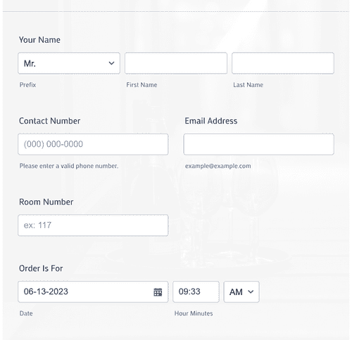 Hotel Room Service Order Form Template | Jotform