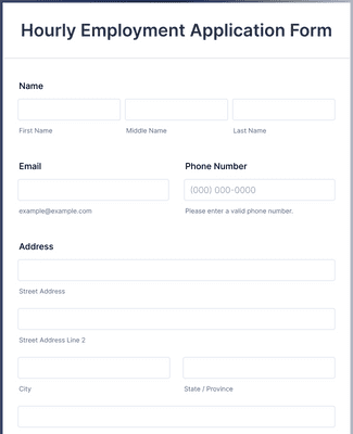 Hourly Employment Application Form Template | Jotform