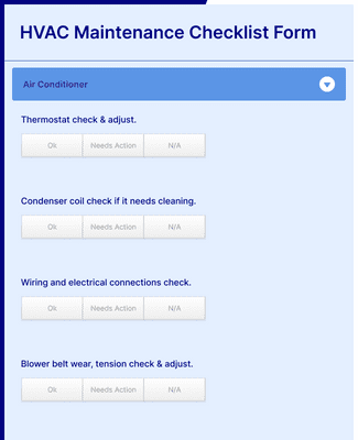HVAC Maintenance Checklist Form Template | Jotform