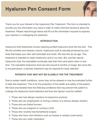Hyaluron Pen Consent Form Template | Jotform