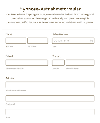 Hypnose-Aufnahmeformular Formularvorlage | Jotform