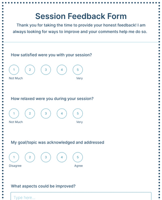 Hypnotherapy Session Feedback Form Template | Jotform