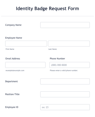Identity Badge Request Form Template | Jotform