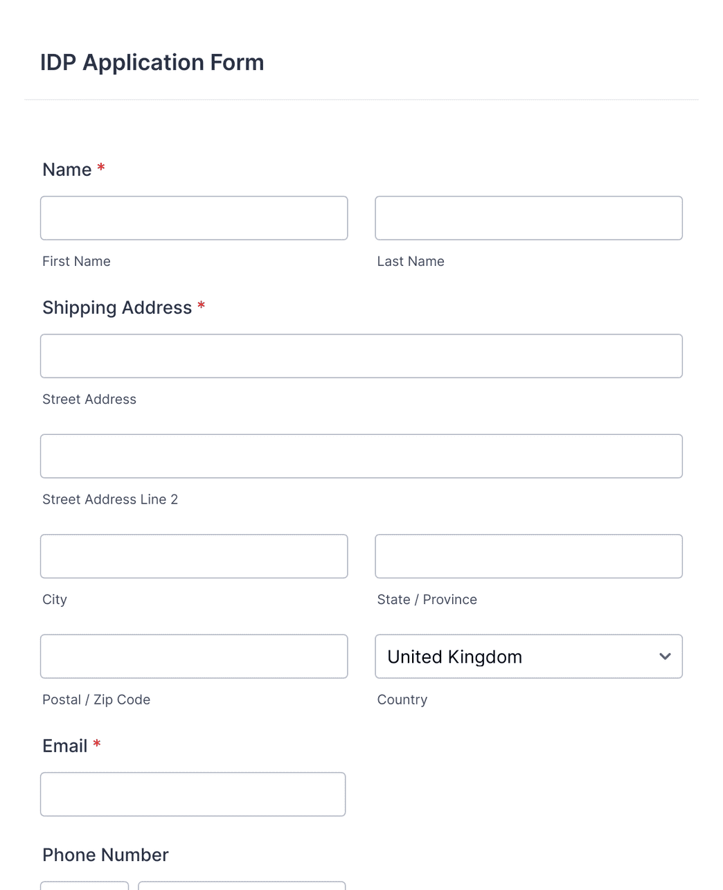 IDP Application Form Template | Jotform