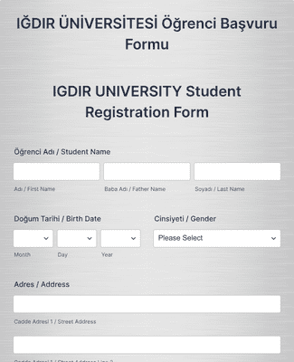 IGDIR UNIVERSITY Student Registration Form Şablonu | Jotform
