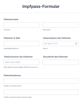 Impfpass-Formular Formularvorlage | Jotform