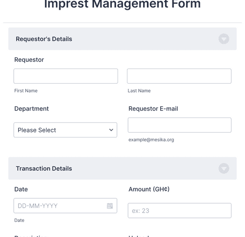 Imprest Management Form Template | Jotform