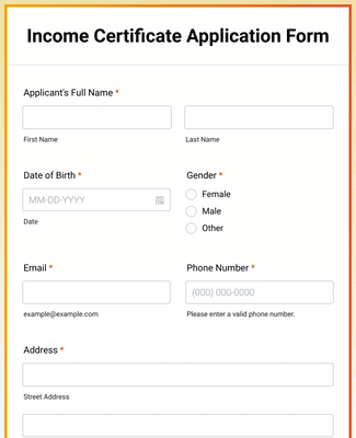 Income Certificate Application Form Template | Jotform