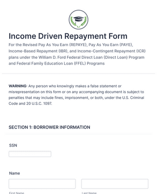 Income Driven Repayment Form Template | Jotform