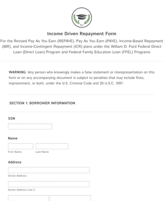 Income Driven Repayment Form Template | Jotform