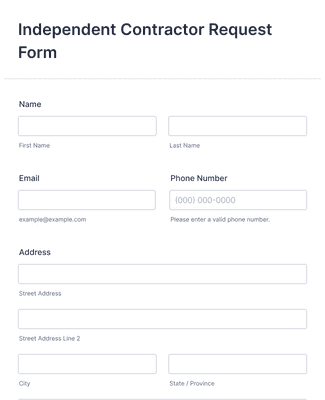 Independent Contractor Request Form Template | Jotform