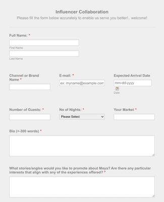 Influencer Collaboration Form Template | Jotform