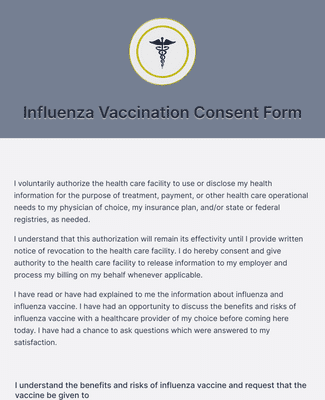 Influenza Vaccination Consent Form Template | Jotform