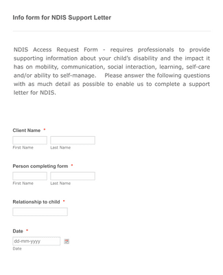 NDIS Support Letter Form Template | Jotform