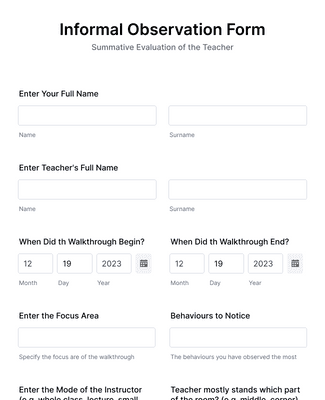 Informal Observation Form Template | Jotform