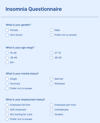 Insomnia Questionnaire Form Template | Jotform