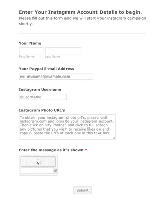 Instagram Campaign Request Form Template | Jotform