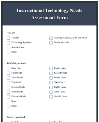 Instructional Technology Needs Assessment Form Template | Jotform