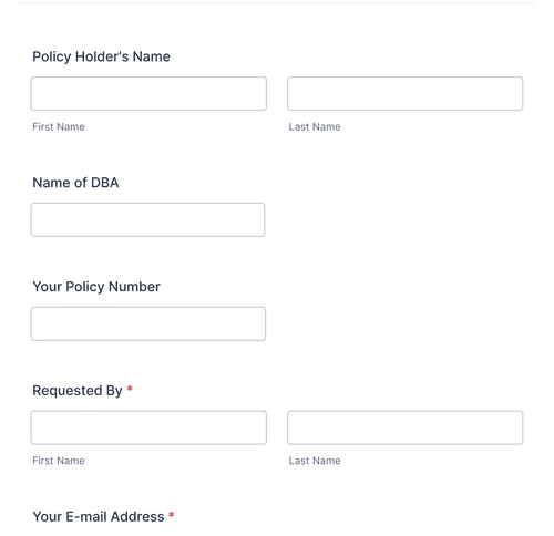 Insurance Certificate Request Form Template | Jotform