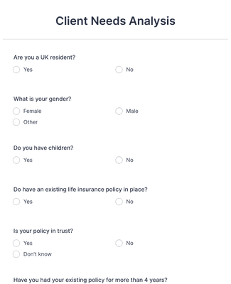 Insurance Needs Analysis Form Template | Jotform