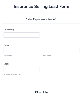 Insurance Selling Lead Form Template | Jotform