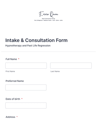 Intake Form RTT Emma Queen Form Template | Jotform