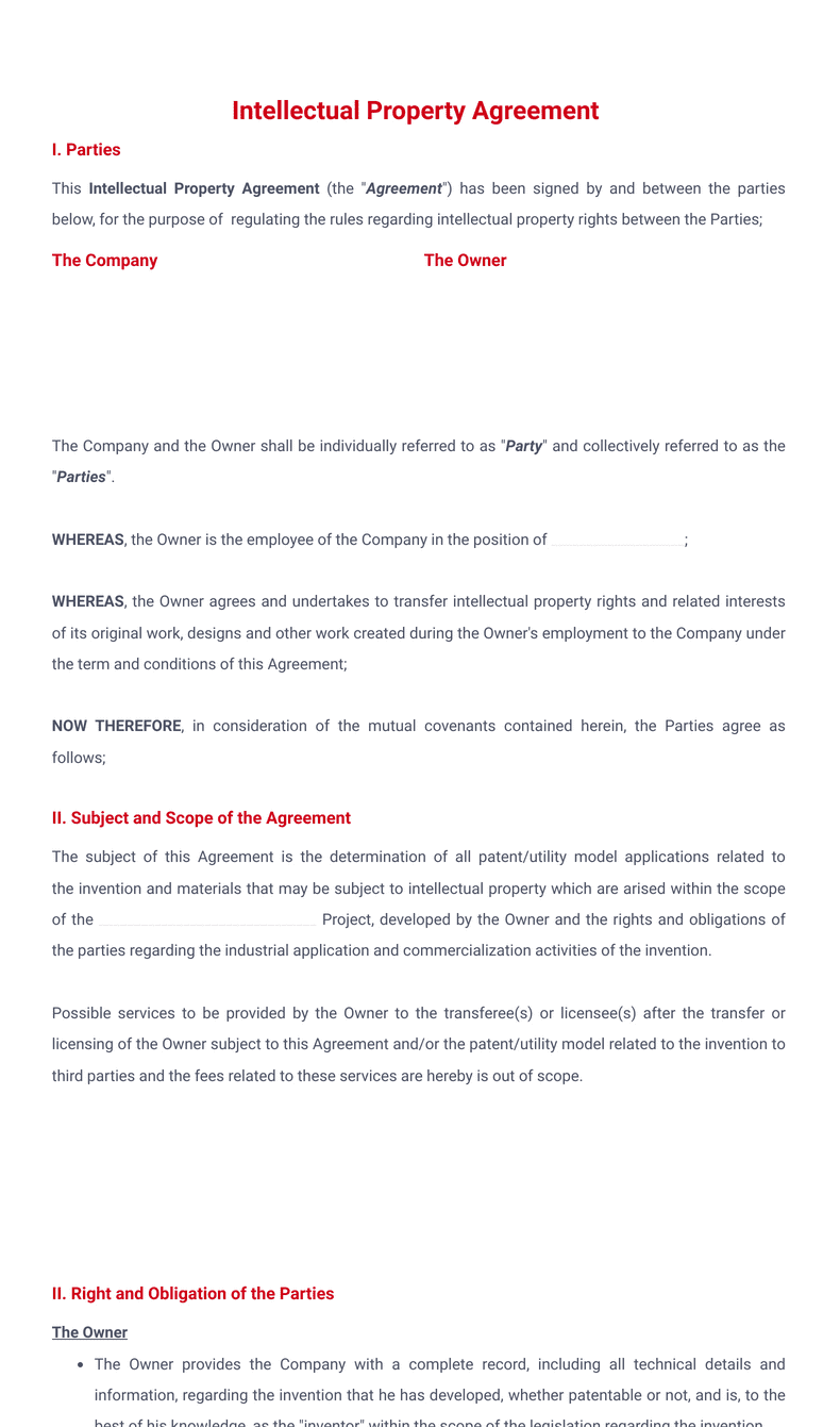 Property Agreement Template