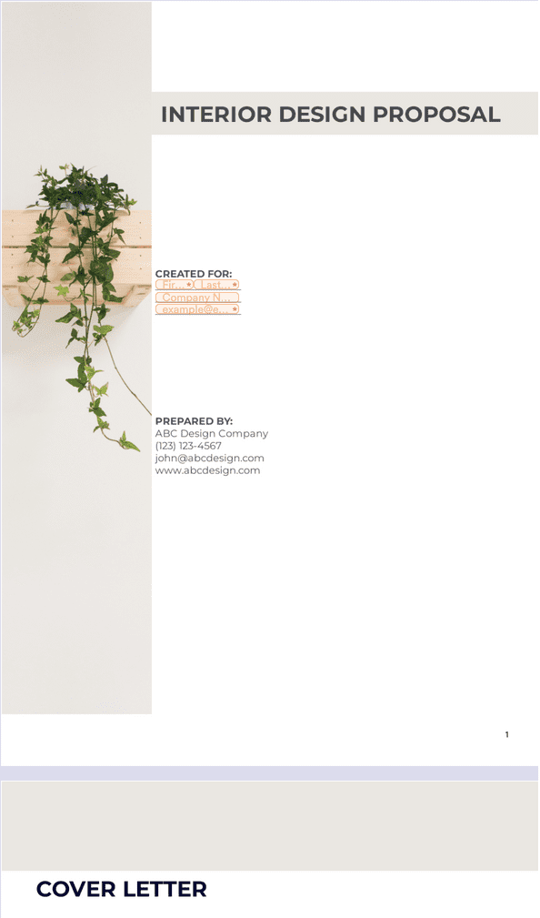 Interior Design Proposal Template - Sign Templates | Jotform