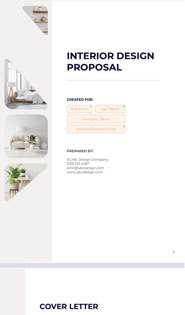 Interior Design Proposal Template Sign Templates Jotform