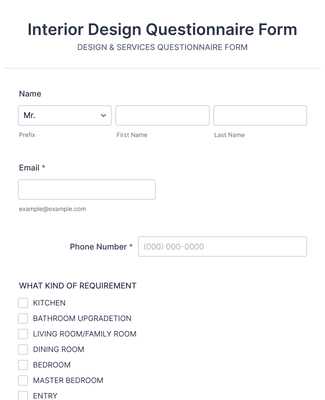 Interior Design Questionnaire Form Template | Jotform