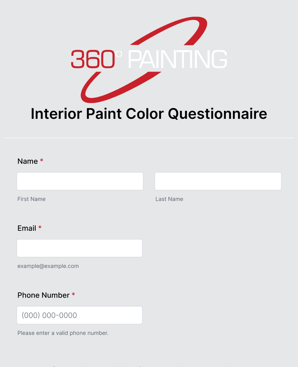 Interior Paint Color Questionnaire Form Template | Jotform