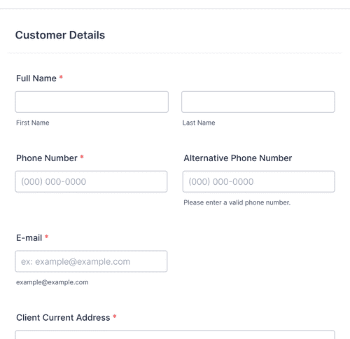 Interior Requirement Form Template | Jotform