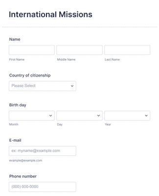 International Missions Form Template | Jotform