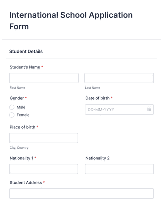 International School Application Form Template | Jotform