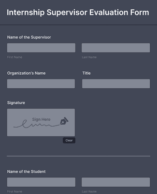 Internship Supervisor Evaluation Form Template | Jotform