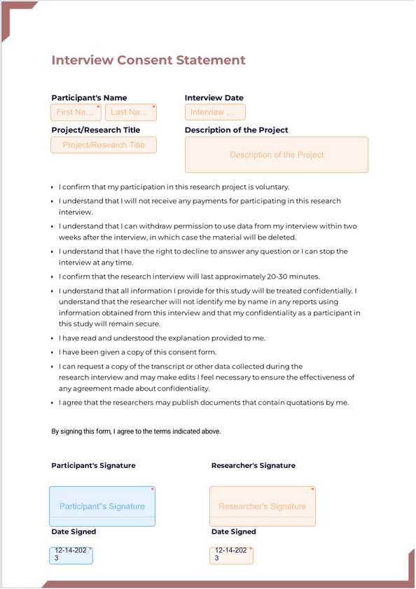 Interview Consent Agreement - Sign Templates | Jotform