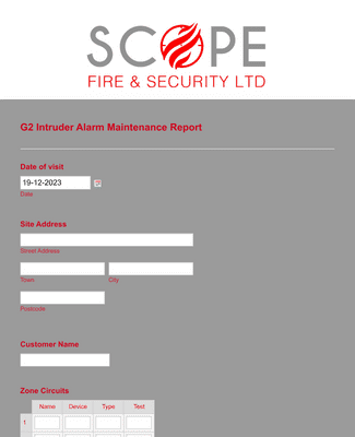 Intruder Alarm Maintenance Sheet G2 Form Template | Jotform