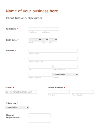 Intuitive Energy Healing Client Intake and Disclaimer Form Template ...