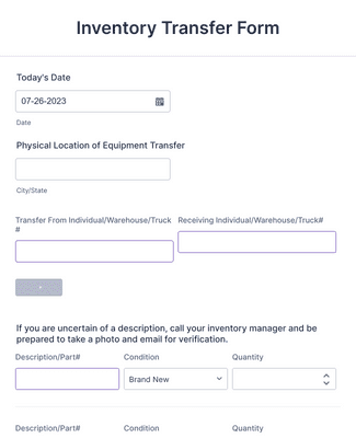 Inventory Transfer Form Template | Jotform