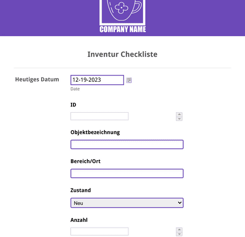 Inventur Checkliste Formularvorlage | Jotform