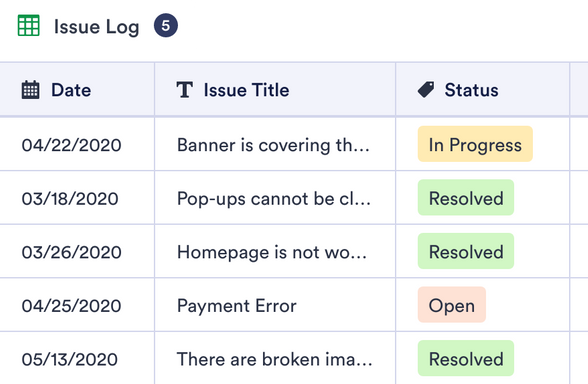 Daily Voids Log Sheet Template | JotForm Tables
