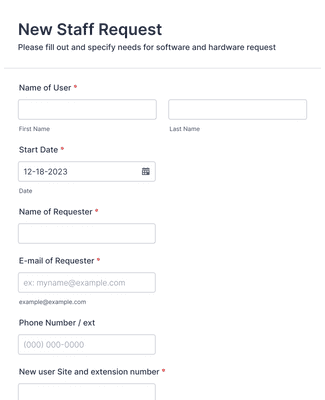 IT New Staff Request Form Template | Jotform