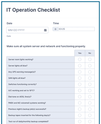 IT Operation Checklist Form Template | Jotform