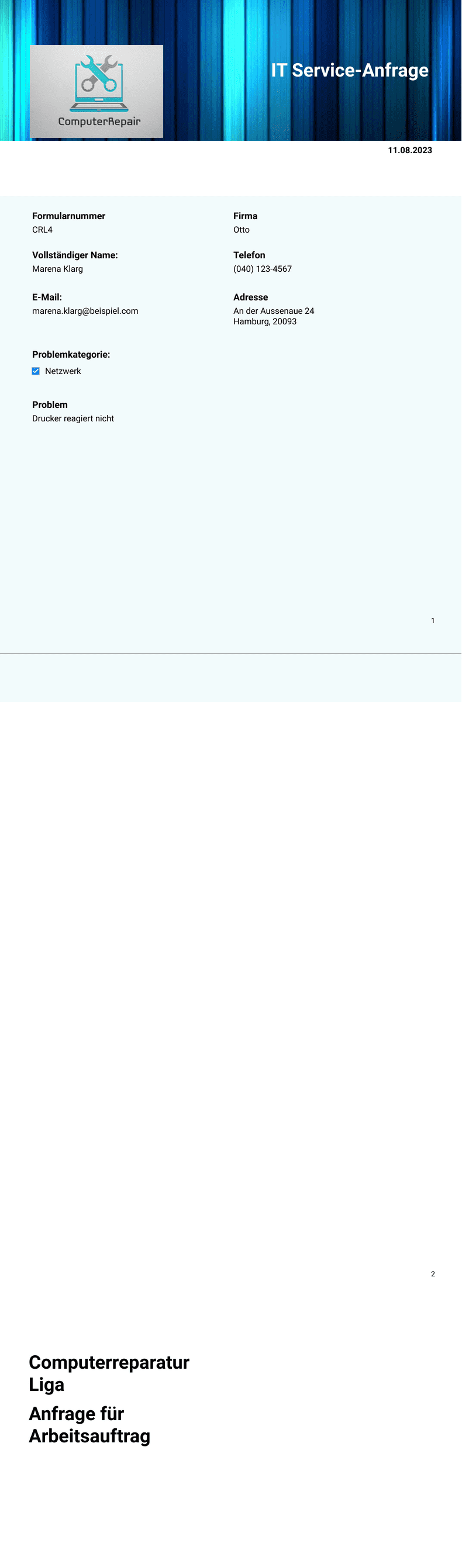 IT-Service-Anfrage - PDF-Vorlagen | Jotform