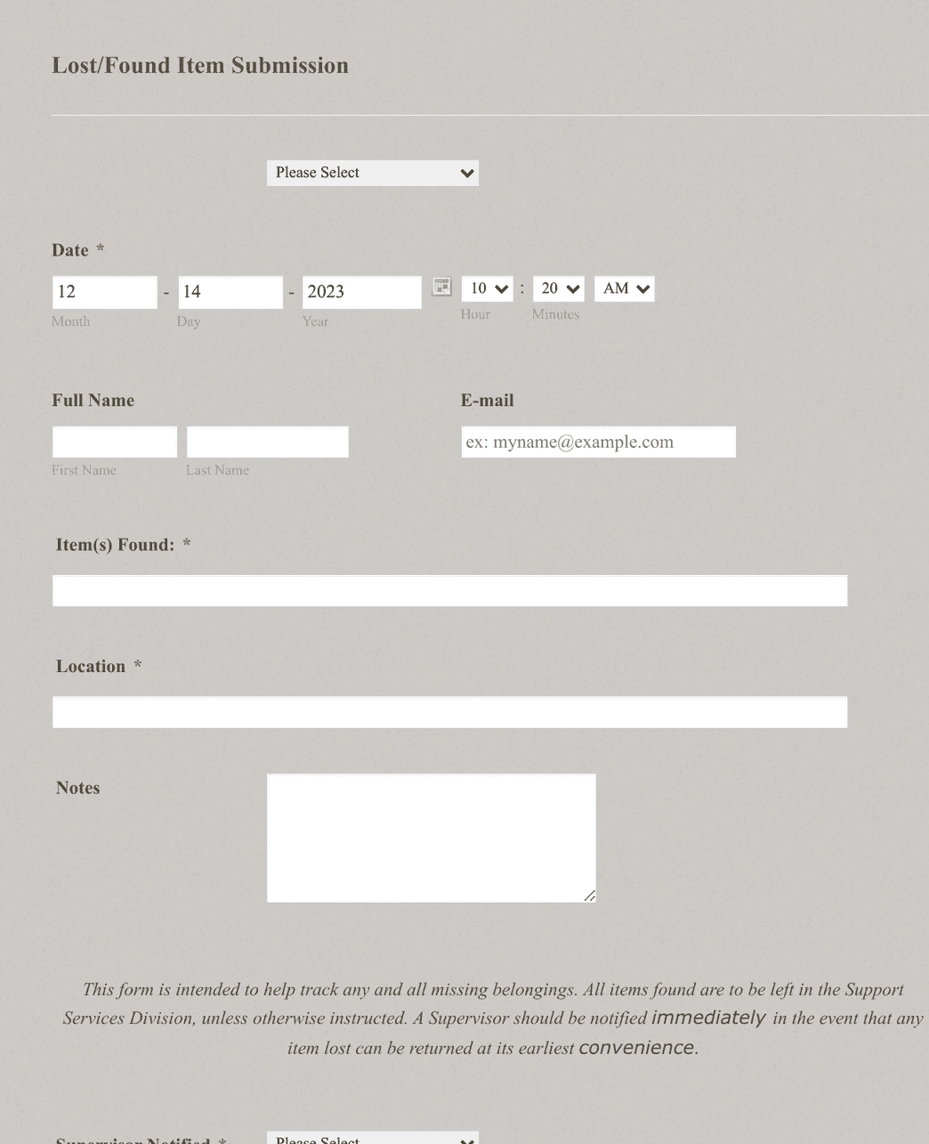 Item Found Submission Form Template | Jotform