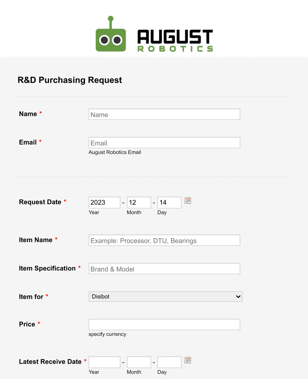 Item Purchasing Request Form Template | Jotform