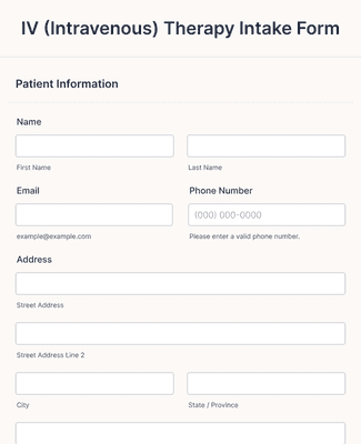 Iv Therapy Intake Form Template | Jotform