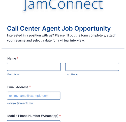 JamConnect Job Applications Form Template | Jotform